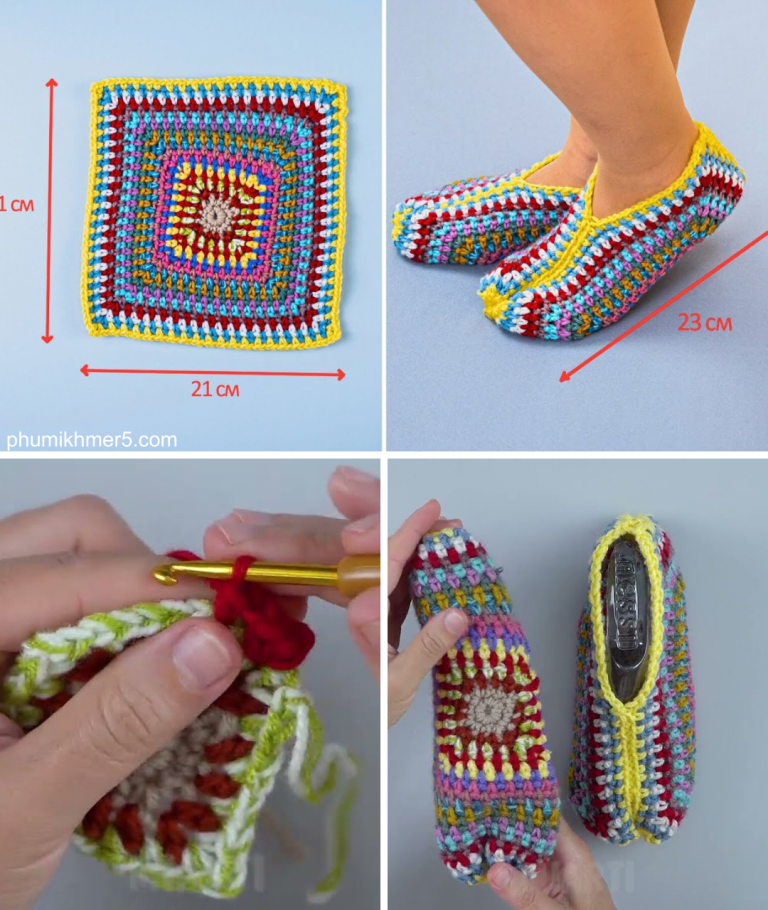 A Granny Square Slipper Crochet Tutorial – Crochet and Knitting