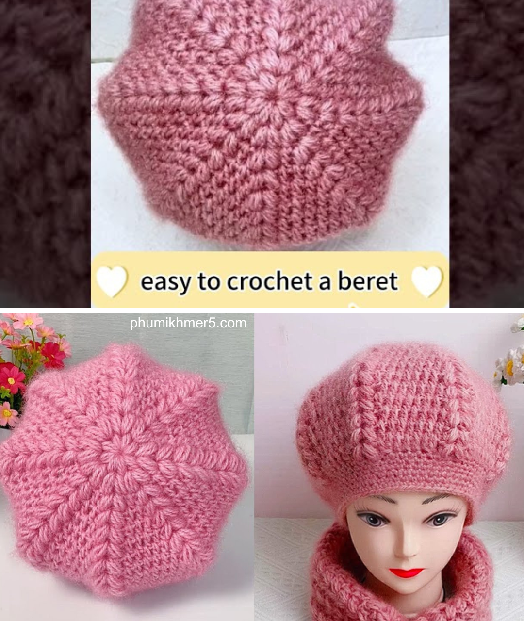 Octagon Crochet Beret Hat | Step-by-Step Beginner Tutorial – Crochet and Knitting